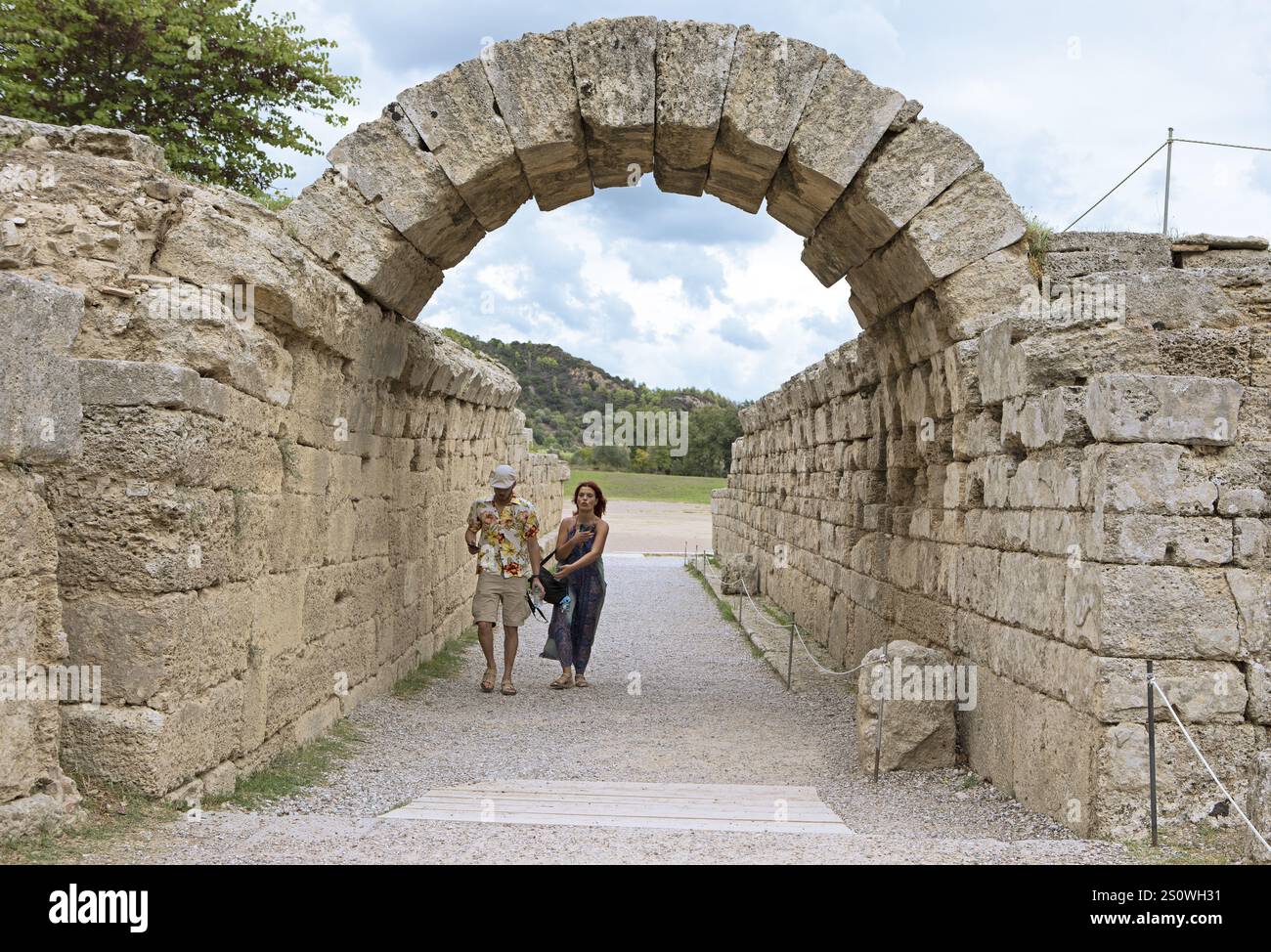 Monumental entrance to the stadium, crypt, ancient ruins of the ...