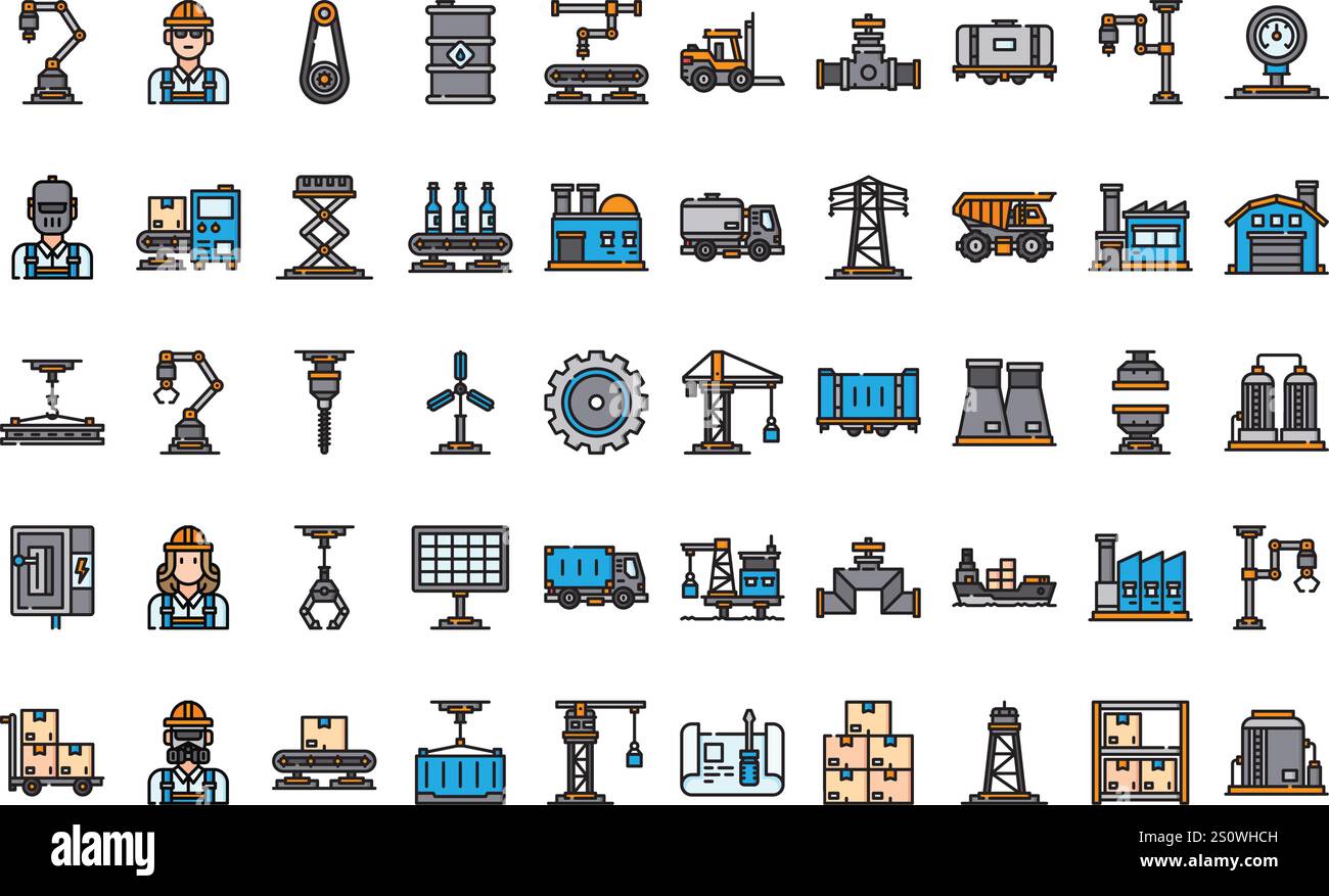 Industrial process icons High-Quality Vector Icons Collection with ...