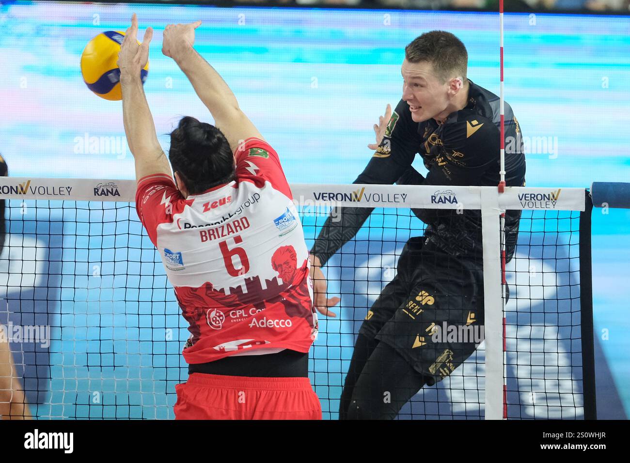 Verona, Italy. 29th Dec, 2024. Spike of Rok Mozic during the match ...