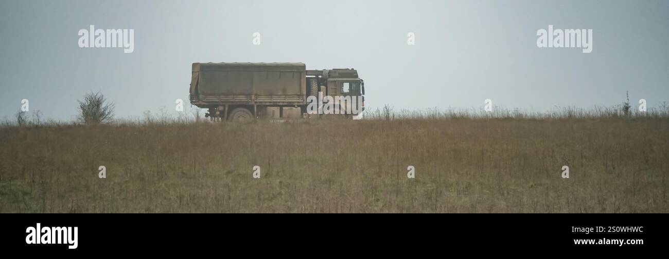 British army MAN SV 4x4 utility haulage support vehicle in action on a ...