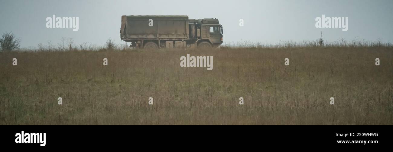 British army MAN SV 4x4 utility haulage support vehicle in action on a ...
