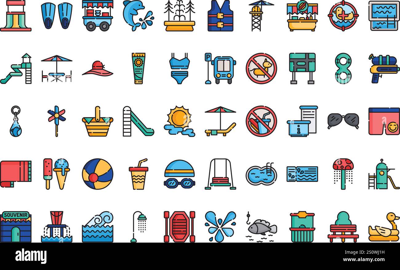 Water park icons High-Quality Vector Icons Collection with Editable ...