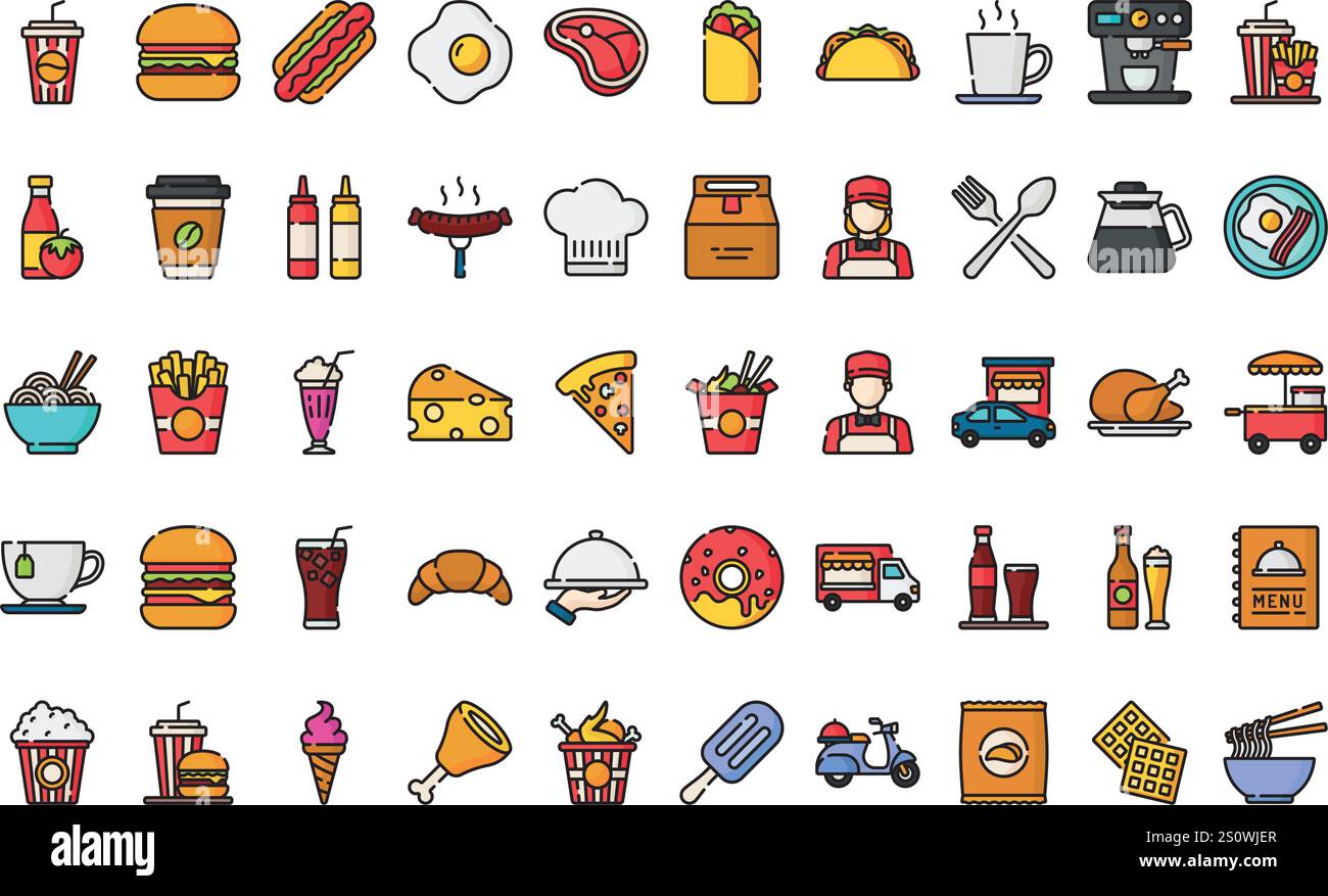 Fast food icons High-Quality Vector Icons Collection with Editable ...