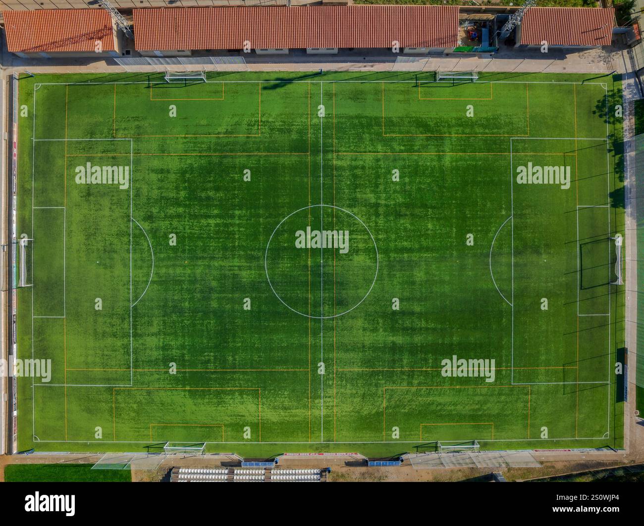 Aerial view of the Vinyassa football field, in the city of Roses (Alt ...
