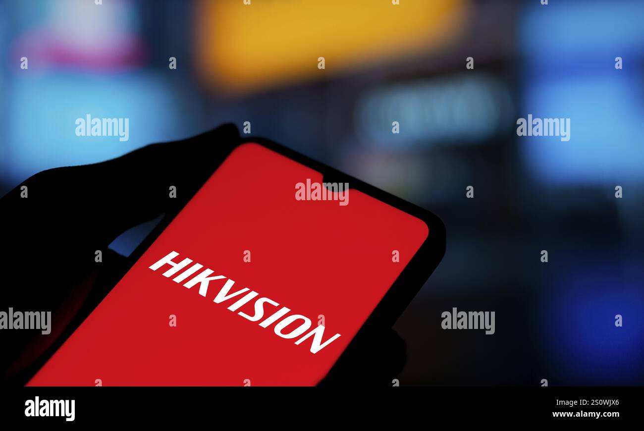 Hikvision logo is displayed on smartphone. Hikvision is a leading ...