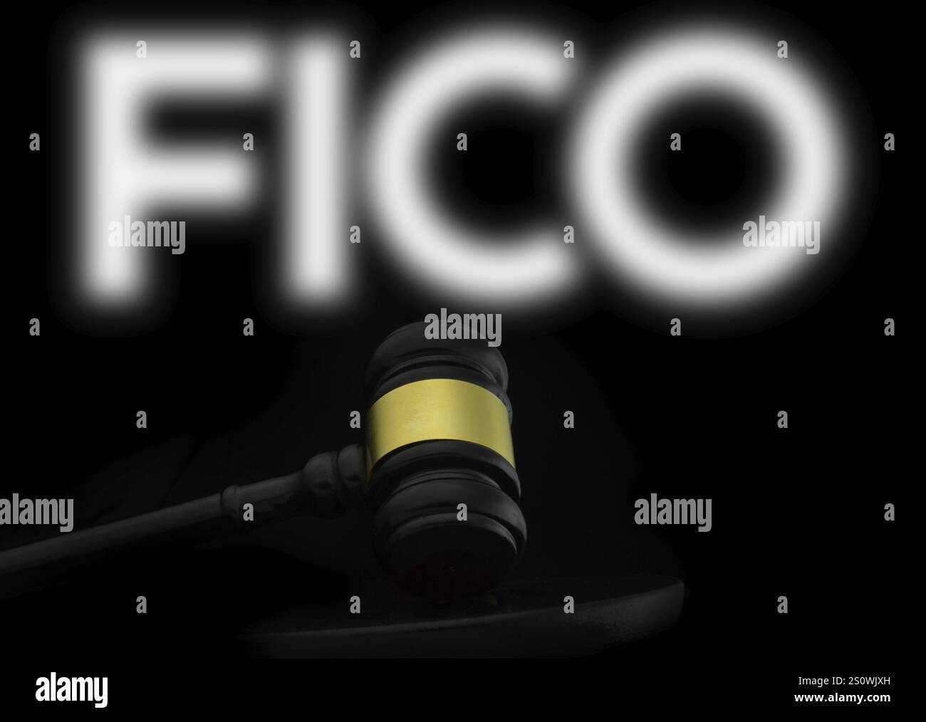 Court gavel in front of the FICO logo. FICO is an American data ...