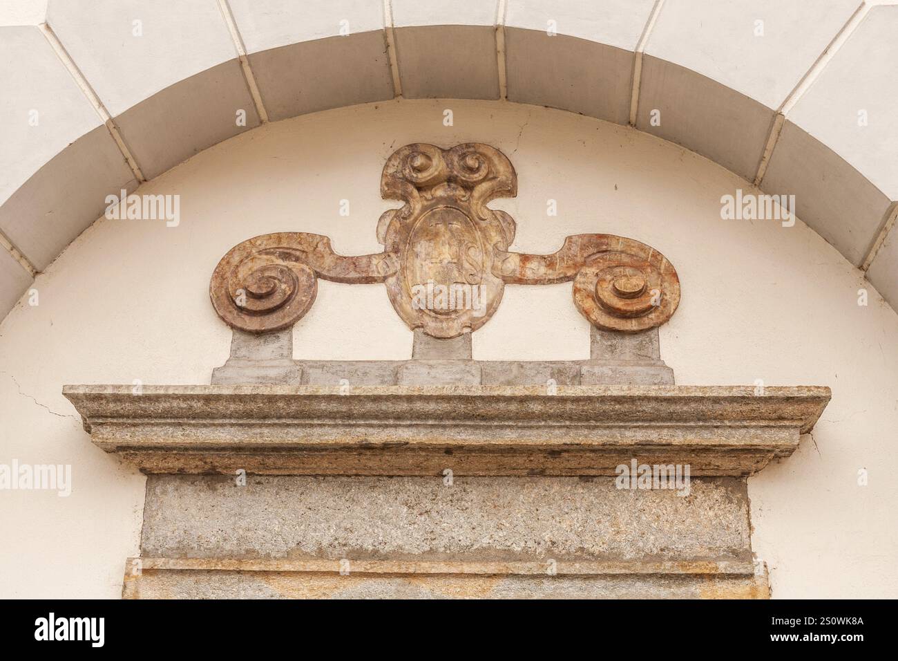Artistic stucco work, entrance door at the sacristy corridor, detail ...
