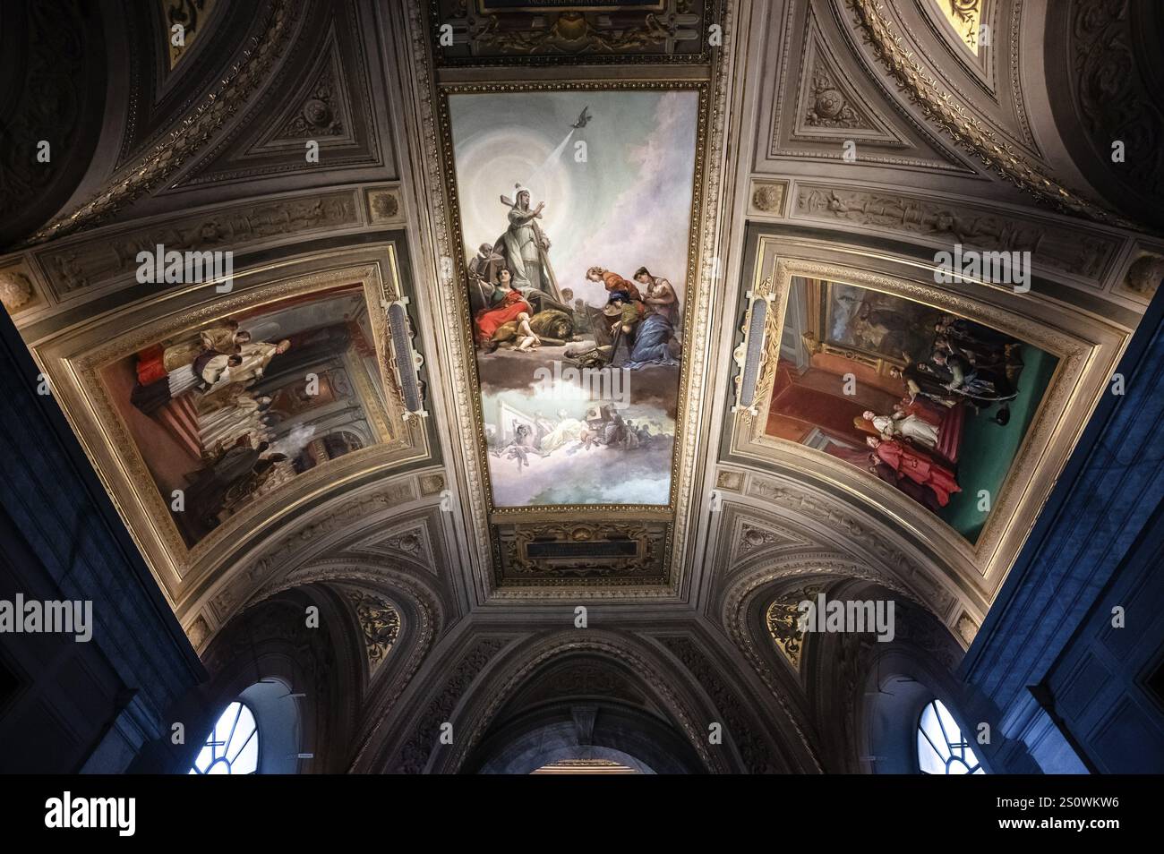 Ceiling frescoes in a magnificent vault with religious scenes Vatican ...
