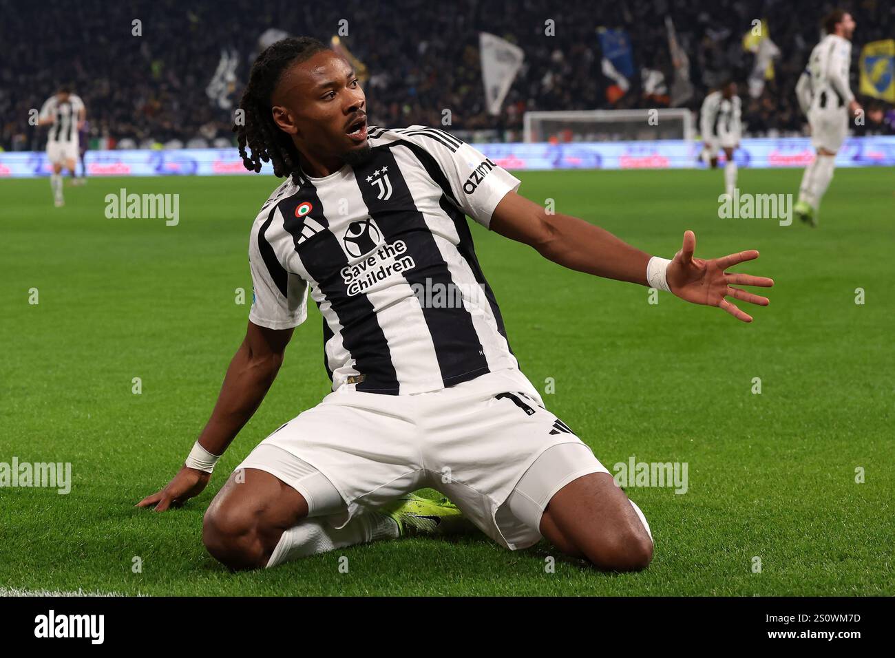 Turin, Italy. 29th Dec, 2024. Kephren Thuram of Juventus celebrates ...