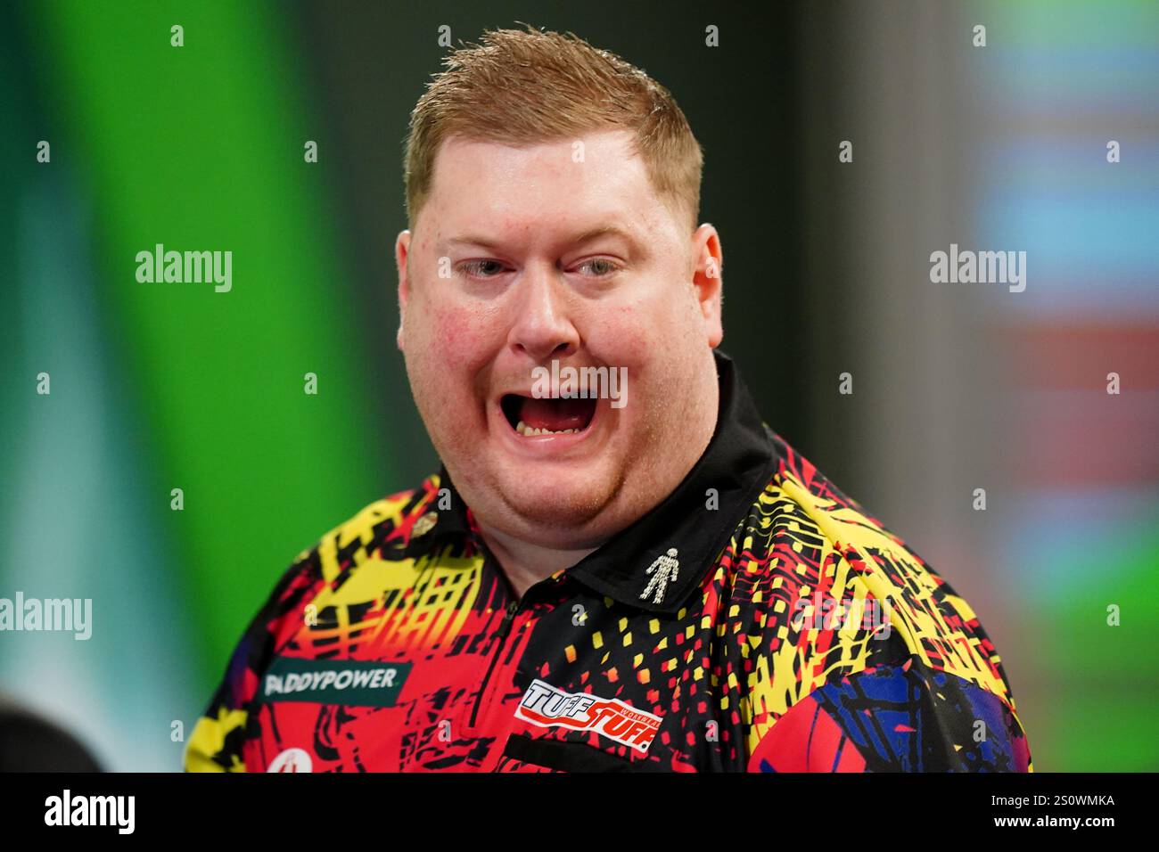 Ricky Evans reacts during his third round match against Robert Owen ...
