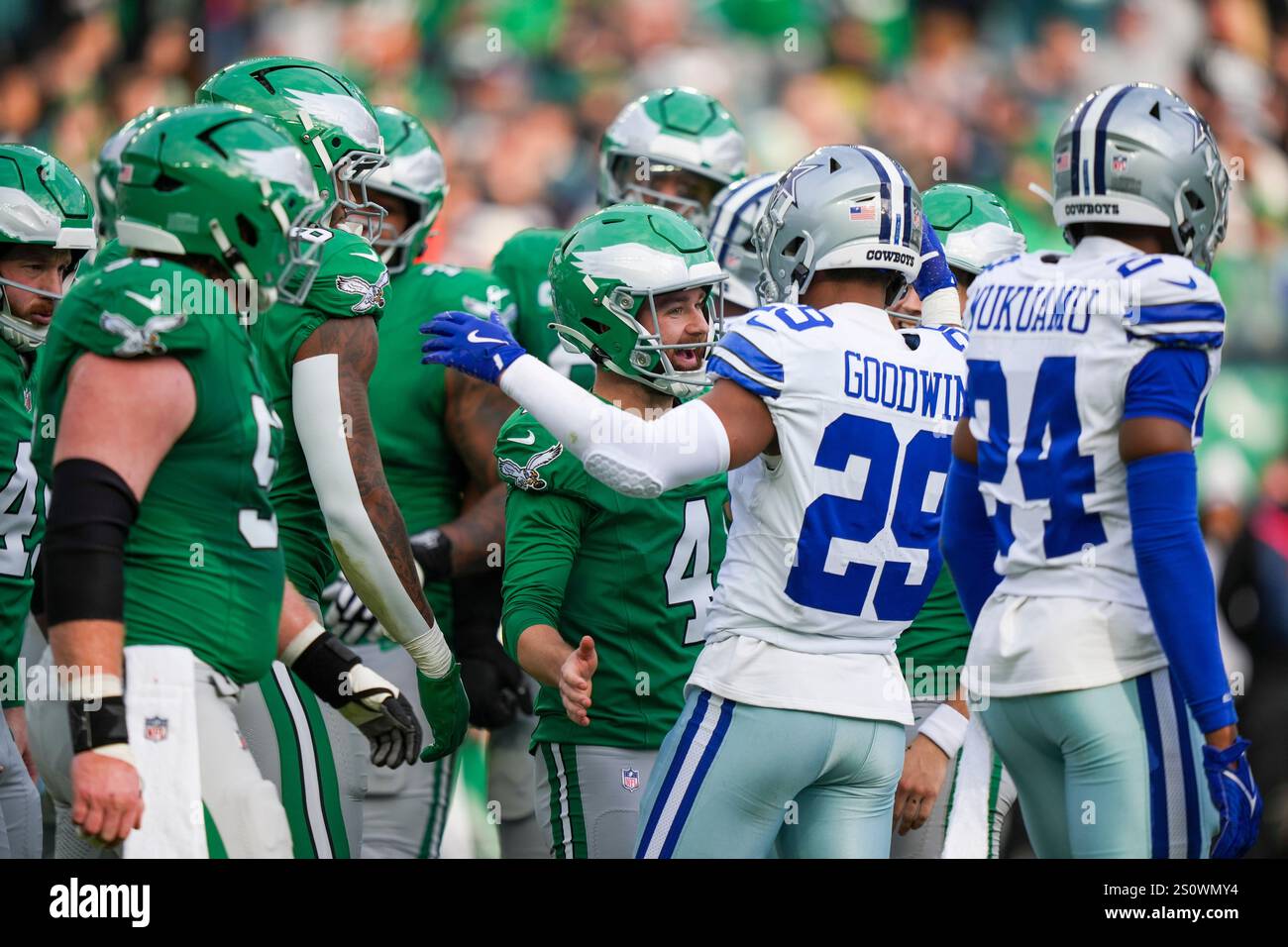 Philadelphia Eagles kicker Jake Elliott (4) reacts with Dallas Cowboys ...