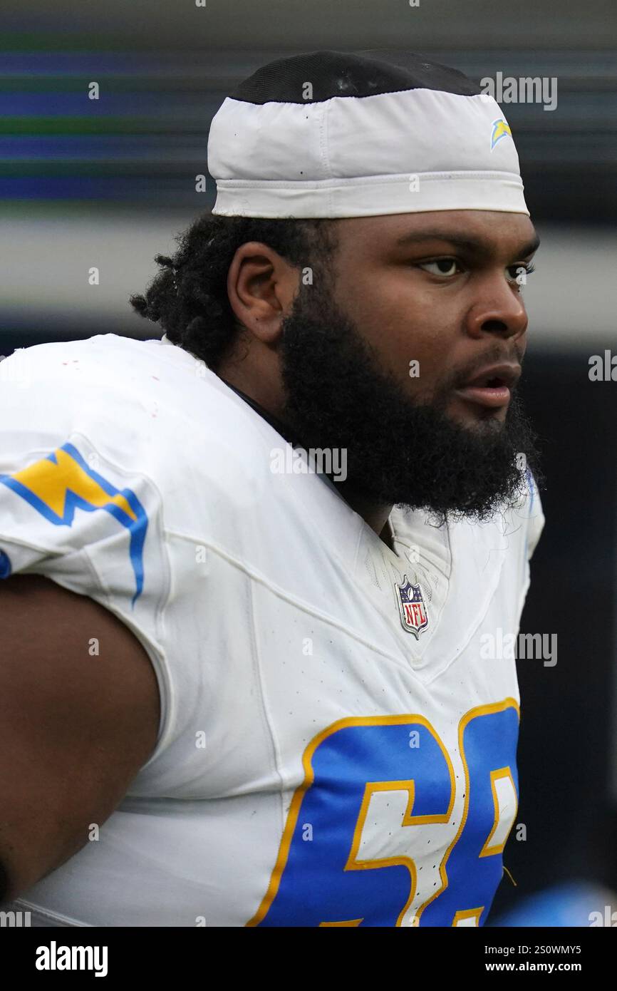 Los Angeles Chargers guard Jamaree Salyer (68) exits the tunnel before ...