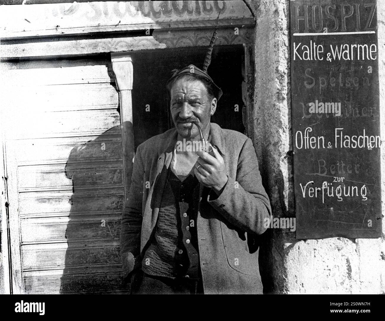 German fisherman smoking pipe ouside bar in Hamburg, Germany 1930 Stock ...