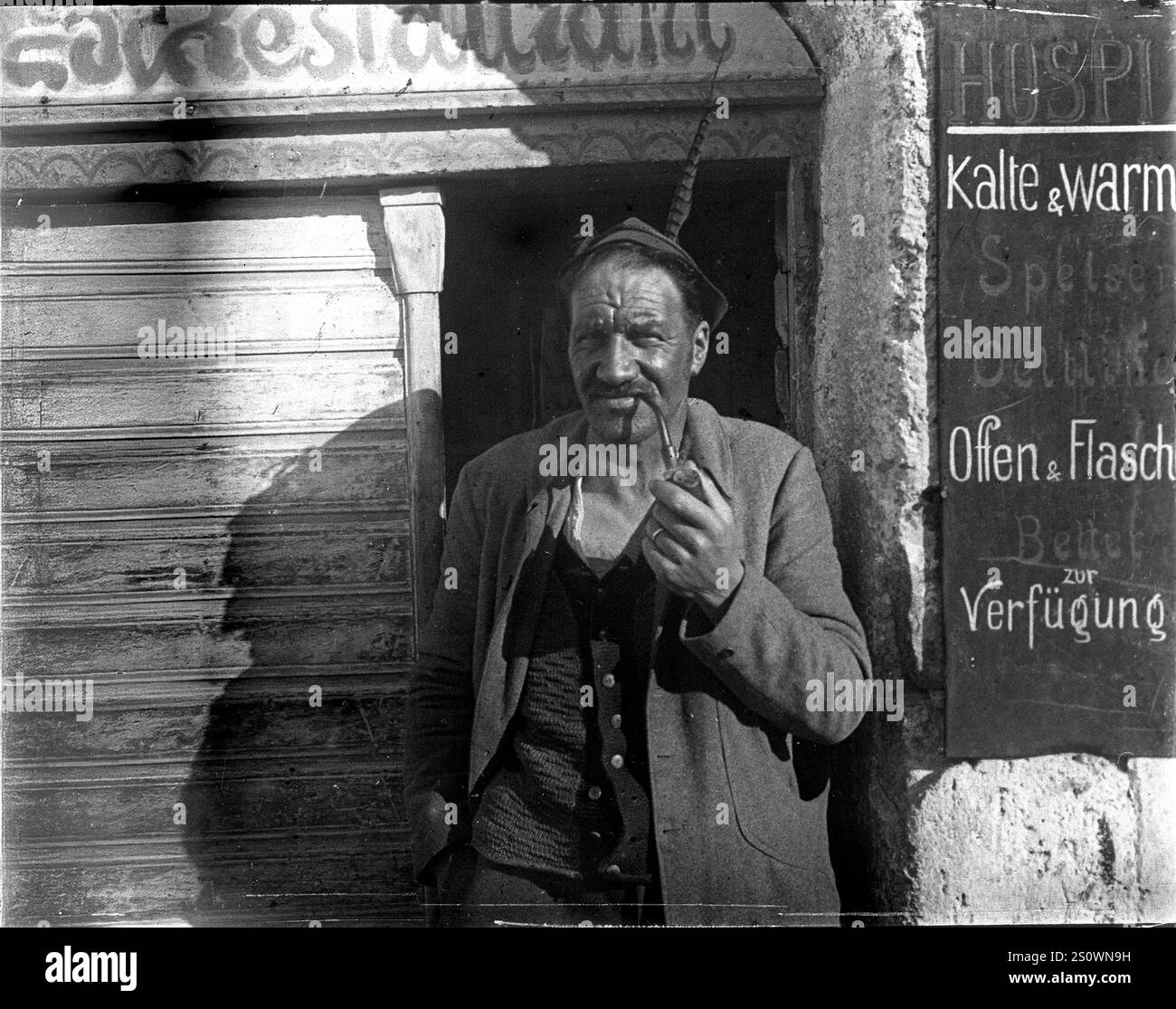 German fisherman smoking pipe ouside bar in Hamburg, Germany 1930 Stock ...