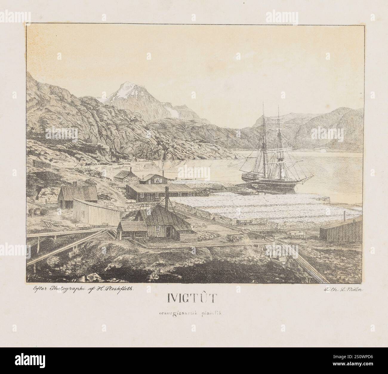 "Ivigtût", now Ivittuut, Greenland. Vintage Arctic Illustration by Lars ...