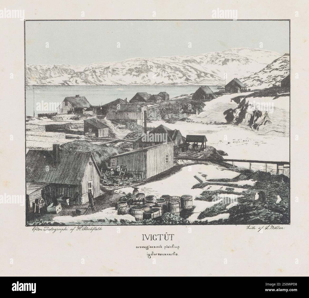 "Ivigtût", now Ivittuut, Greenland. Vintage Arctic Illustration by Lars ...