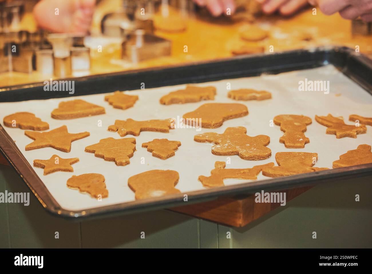 homemade shortbread on baking sheet in the kitchen Stock Photo - Alamy