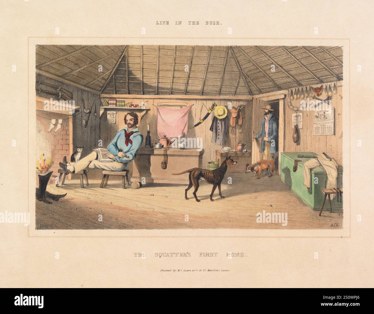 Squatter's first home . Vintage Australian Lithograph by Alexander ...