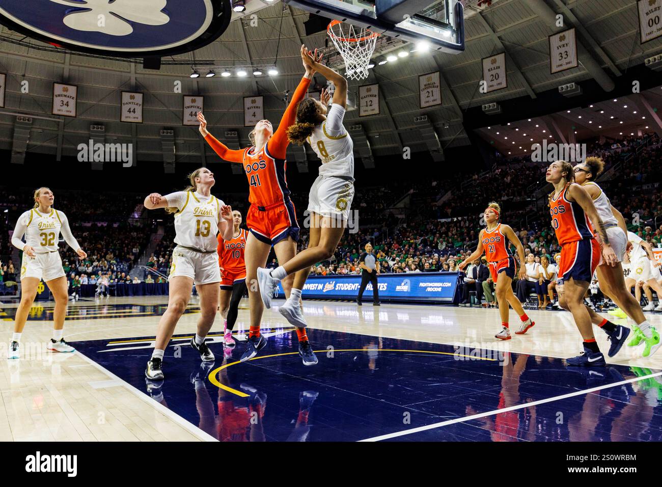 December 29, 2024: Notre Dame guard Cassandre Prosper (8) goes up for a ...