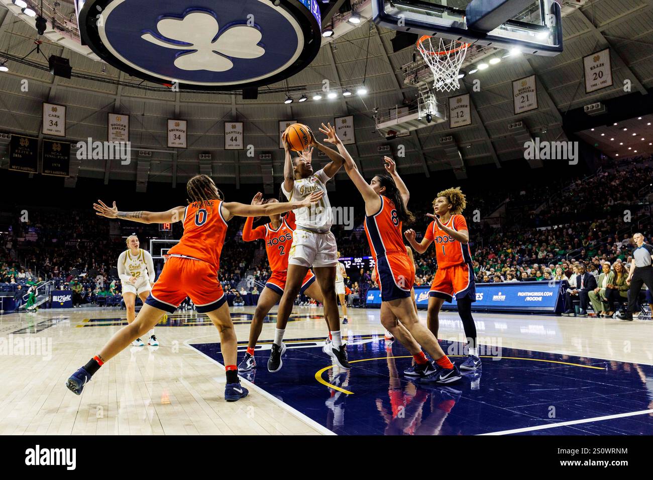 December 29, 2024: Notre Dame forward Liatu King (20) goes up for a ...