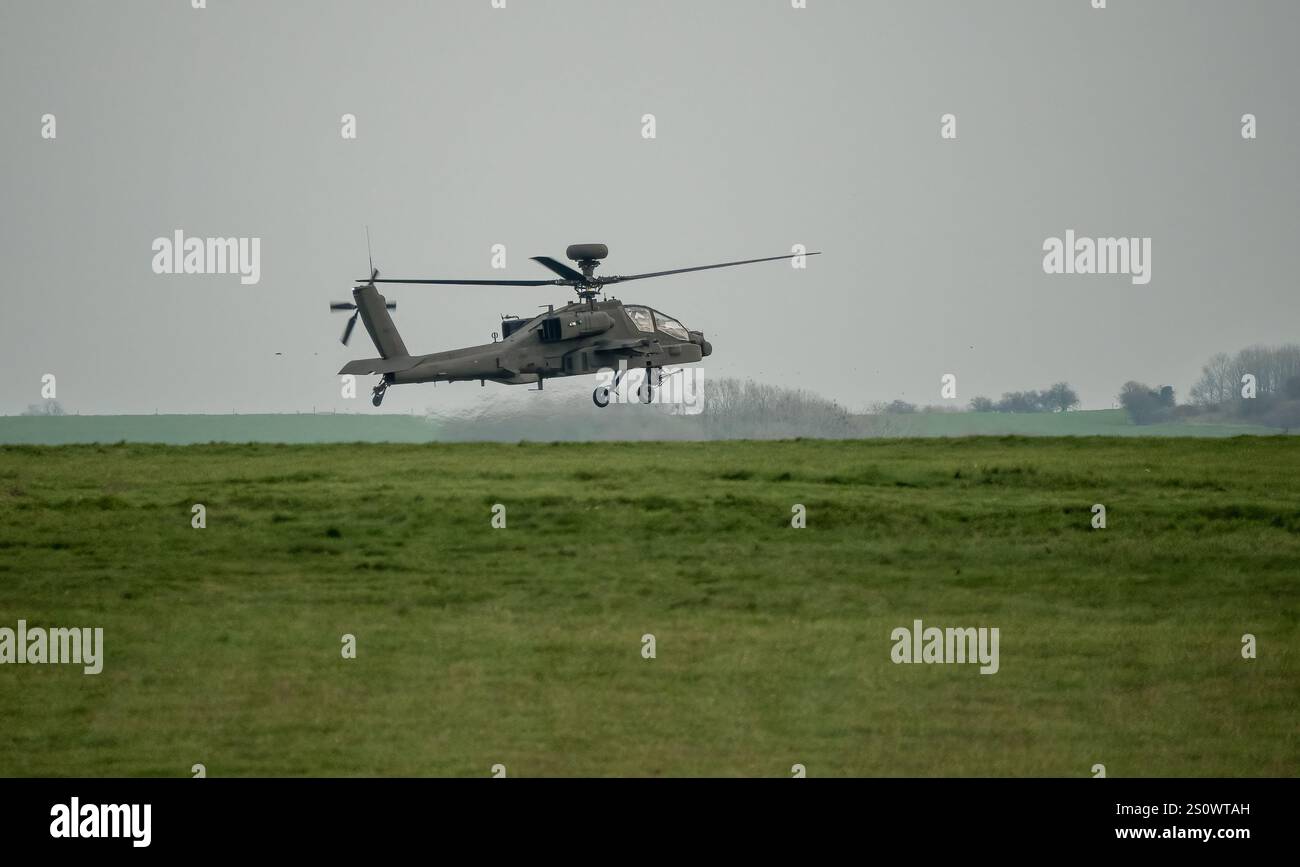 close-up of a British army Boeing Apache Longbow Attack helicopter AH2 ...