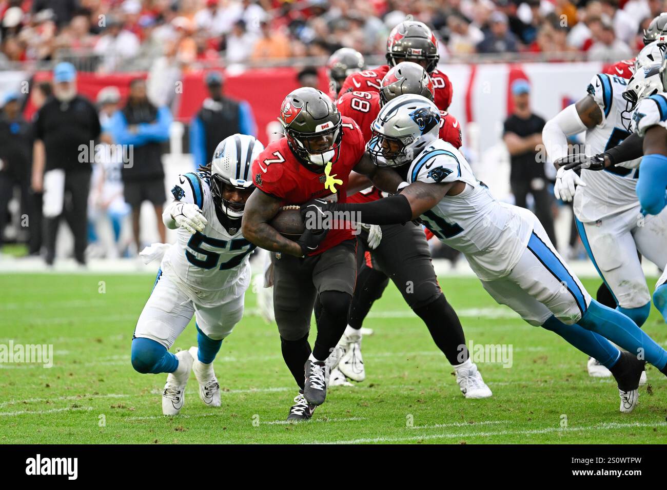 Tampa Bay Buccaneers running back Bucky Irving plays against the ...