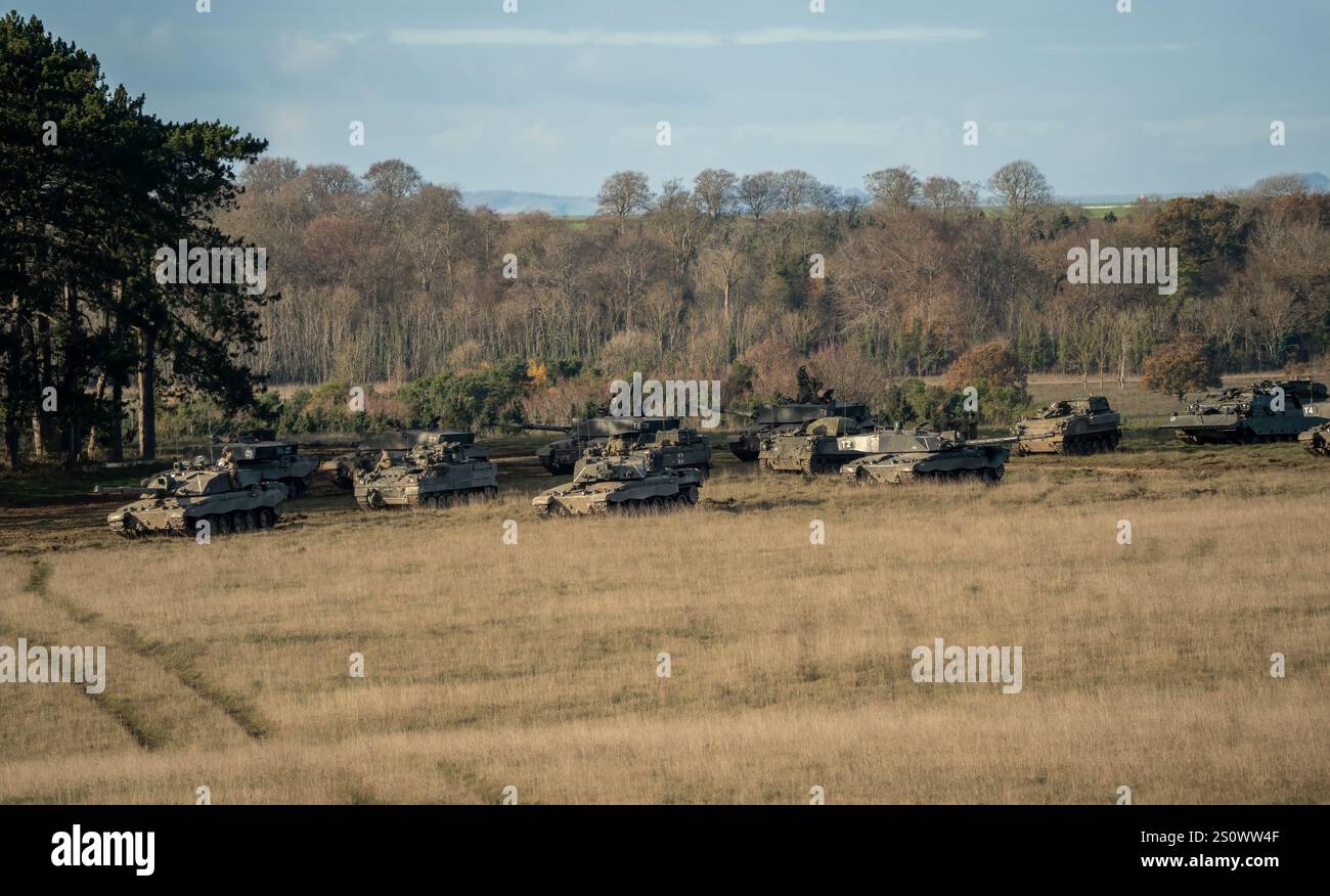 a squadron of British army FV4034 Challenger 2 ii main battle tanks in ...