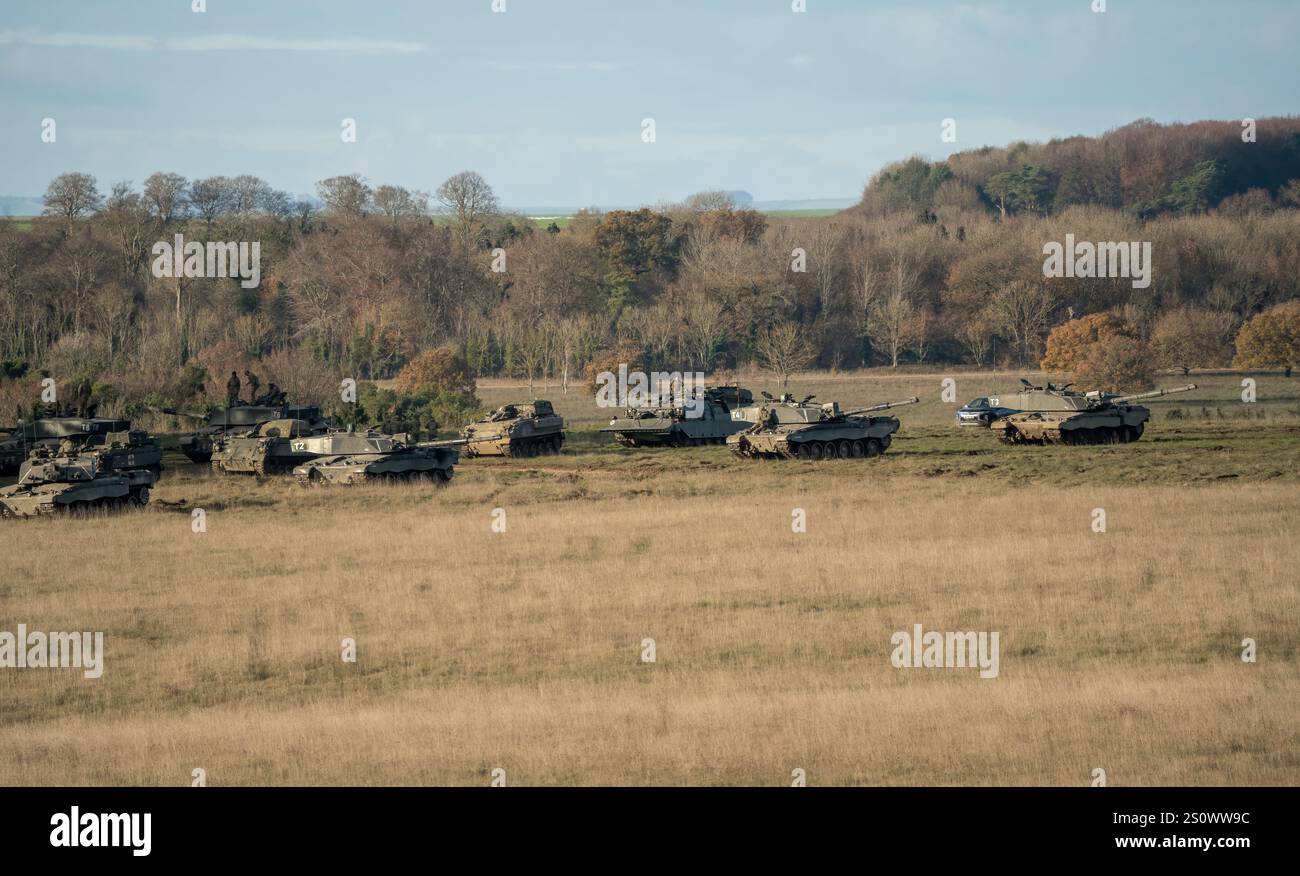 a squadron of British army FV4034 Challenger 2 ii main battle tanks in ...