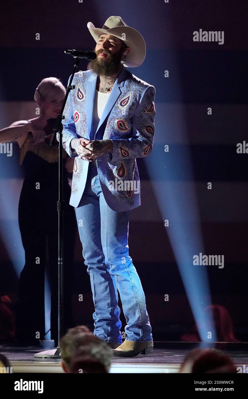 Nashville, Tennessee, USA. 20th Nov, 2024. Post Malone. 58th Annual CMA ...