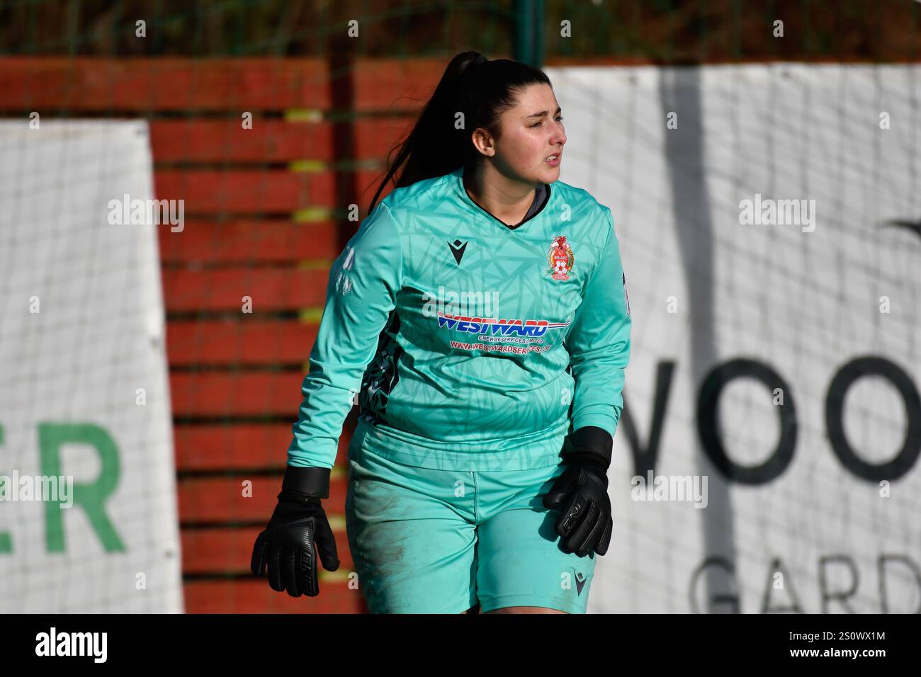 Briton Ferry, Wales. 29 December 2024. Goalkeeper Courtney Young of ...