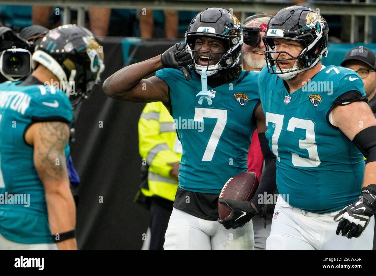 Jacksonville Jaguars wide receiver Brian Thomas Jr. (7) celebrates his ...