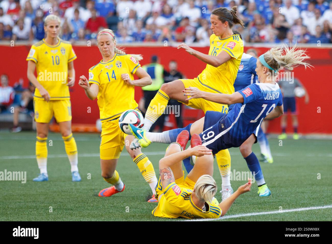WINNIPEG, CANADA - JUNE 12: Lina Nilsson of Sweden (#16) and Julie ...