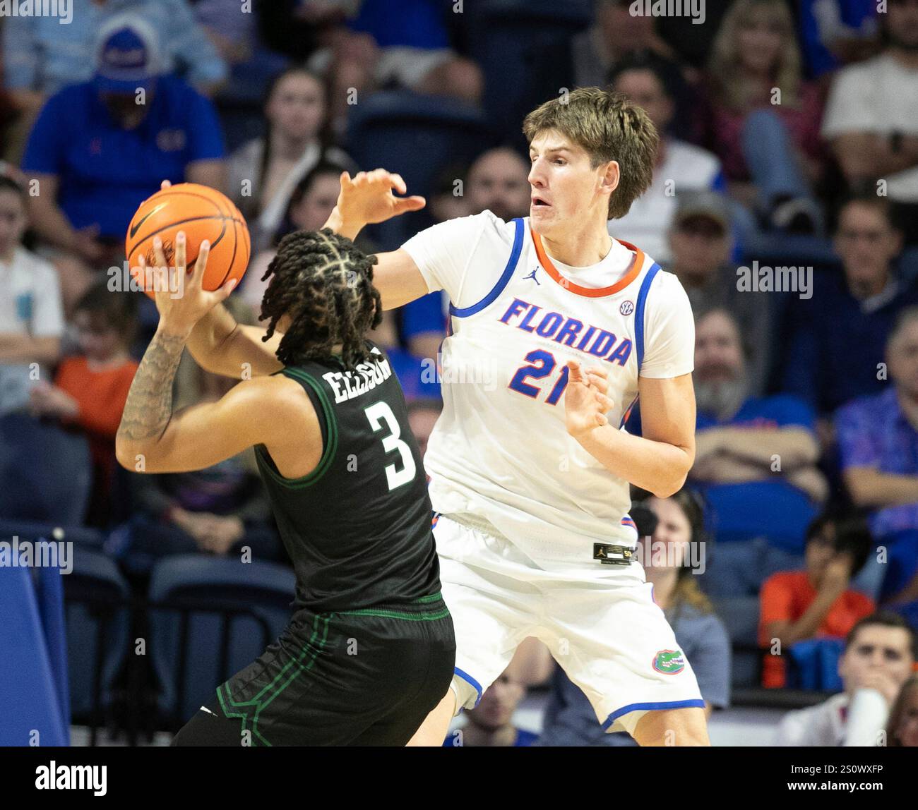 Stetson guard Mehki Ellison (3) looks to shoot while under pressure ...