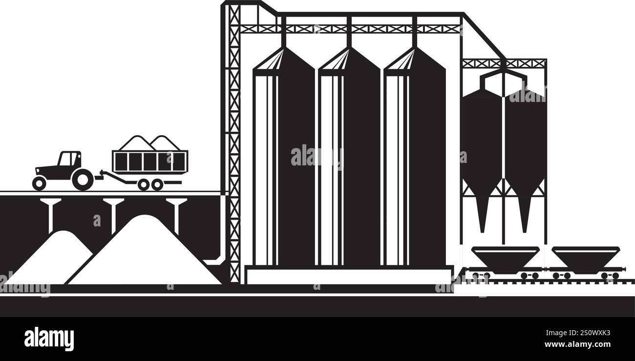 Loading silos for grain cereals - vector illustration Stock Vector ...