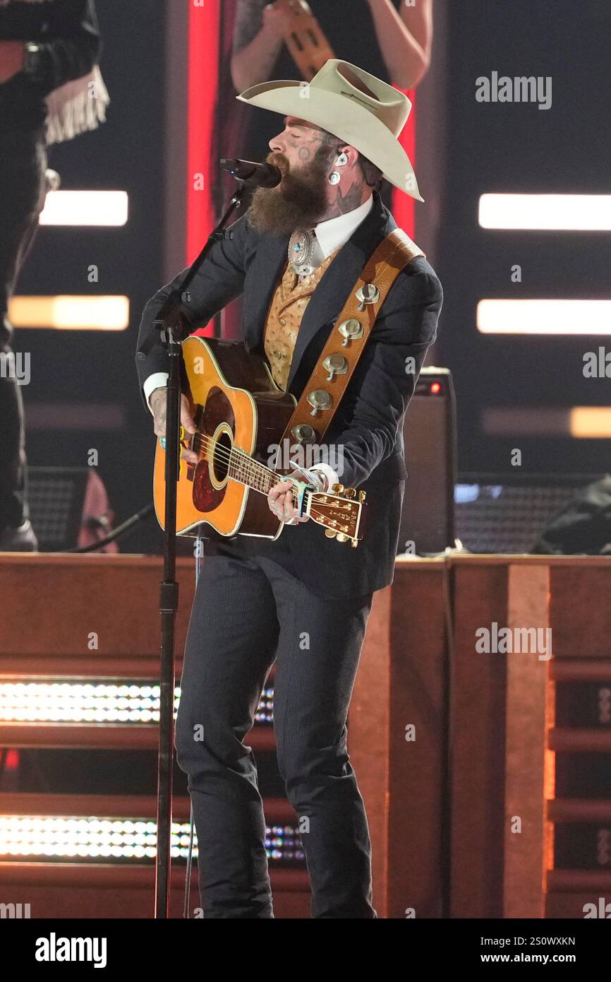 Nashville, Tennessee, USA. 20th Nov, 2024. Post Malone. 58th Annual CMA ...