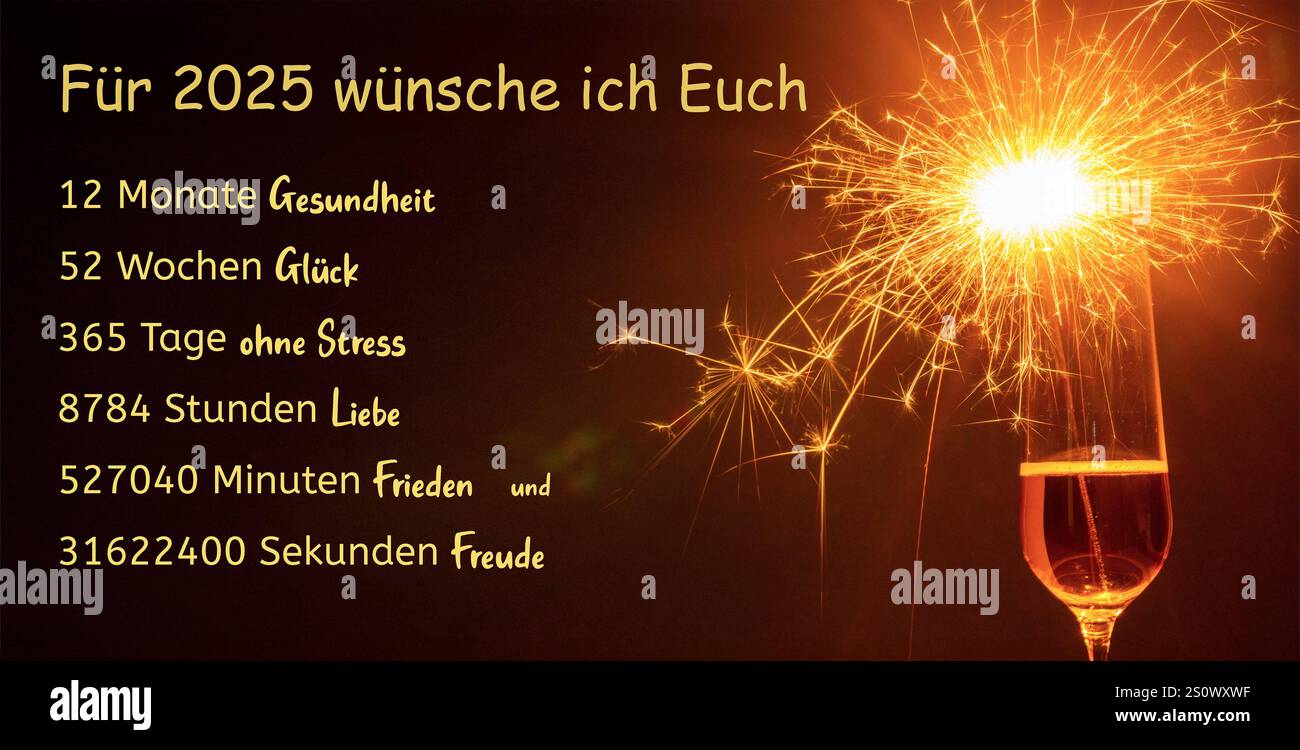 Silvestergrüße 2025 mit Spruch 12 Monate, 52 Wochen, 365 Tage, 8784 ...