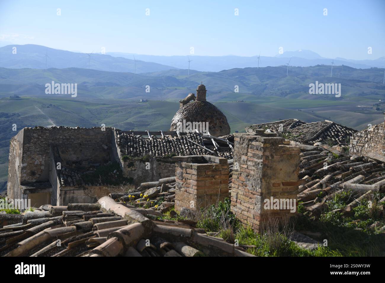 Old traditional roofs of abandoned buildings inside the ghost town of ...