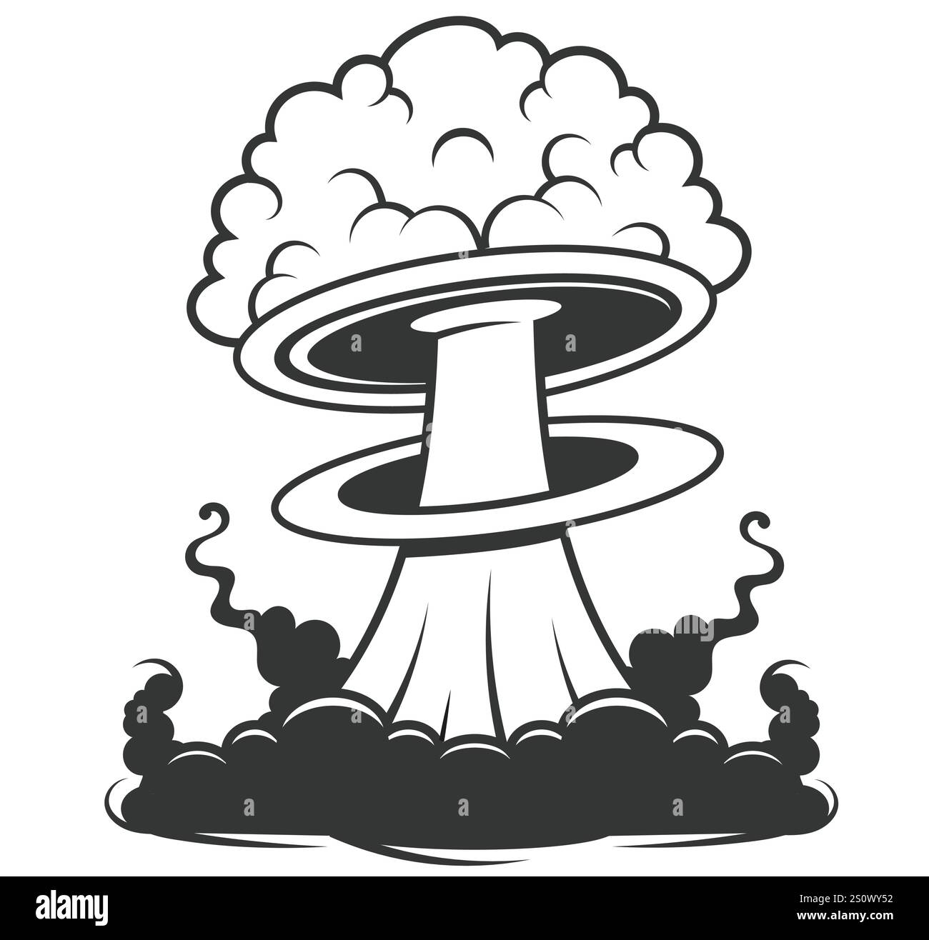 Nuclear bomb explosion vector icon isolated on black background Stock ...
