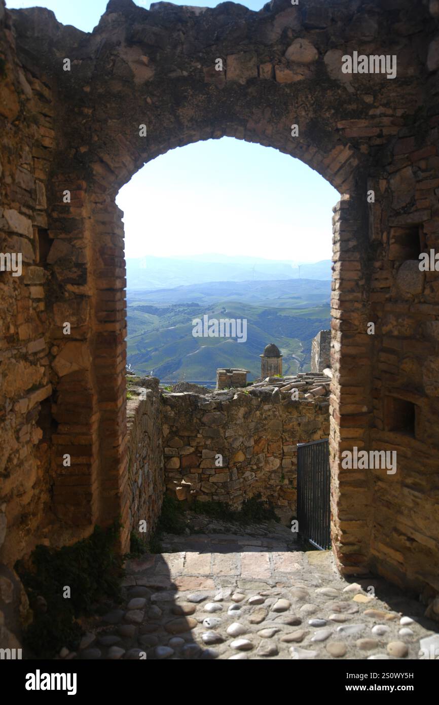 An arc inside the abandoned city of Craco, a ghost town in Basilicata ...