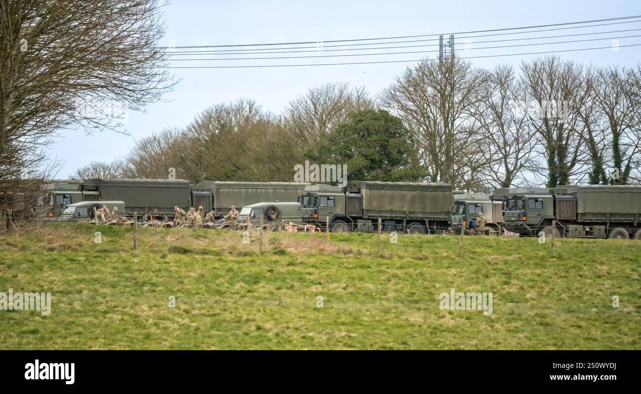 a division of British army cavalry and armoured brigades assembled in a ...