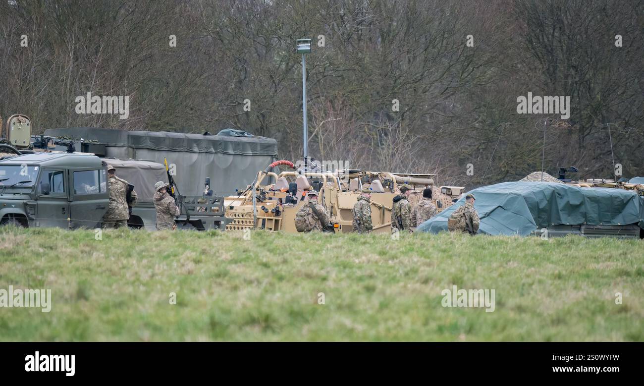 a division of British army cavalry and armoured brigades assembled in a ...
