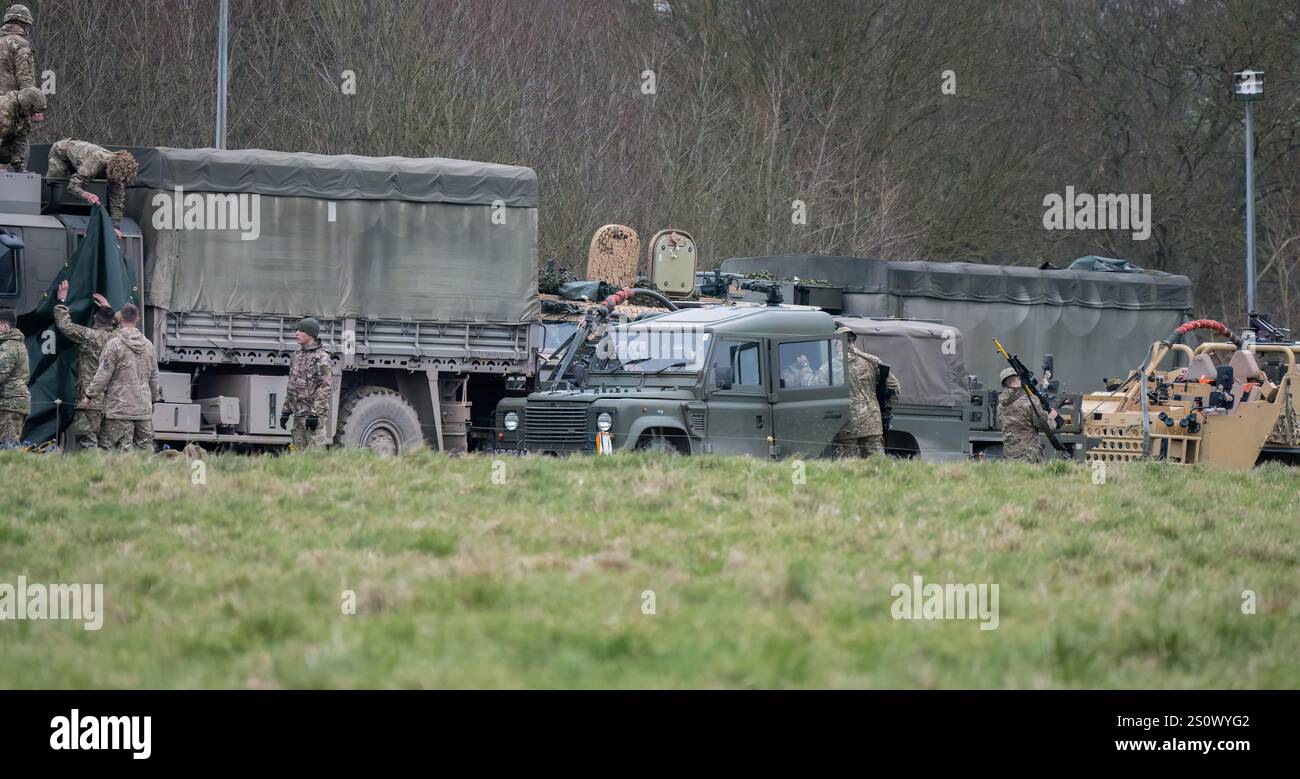 a division of British army cavalry and armoured brigades assembled in a ...