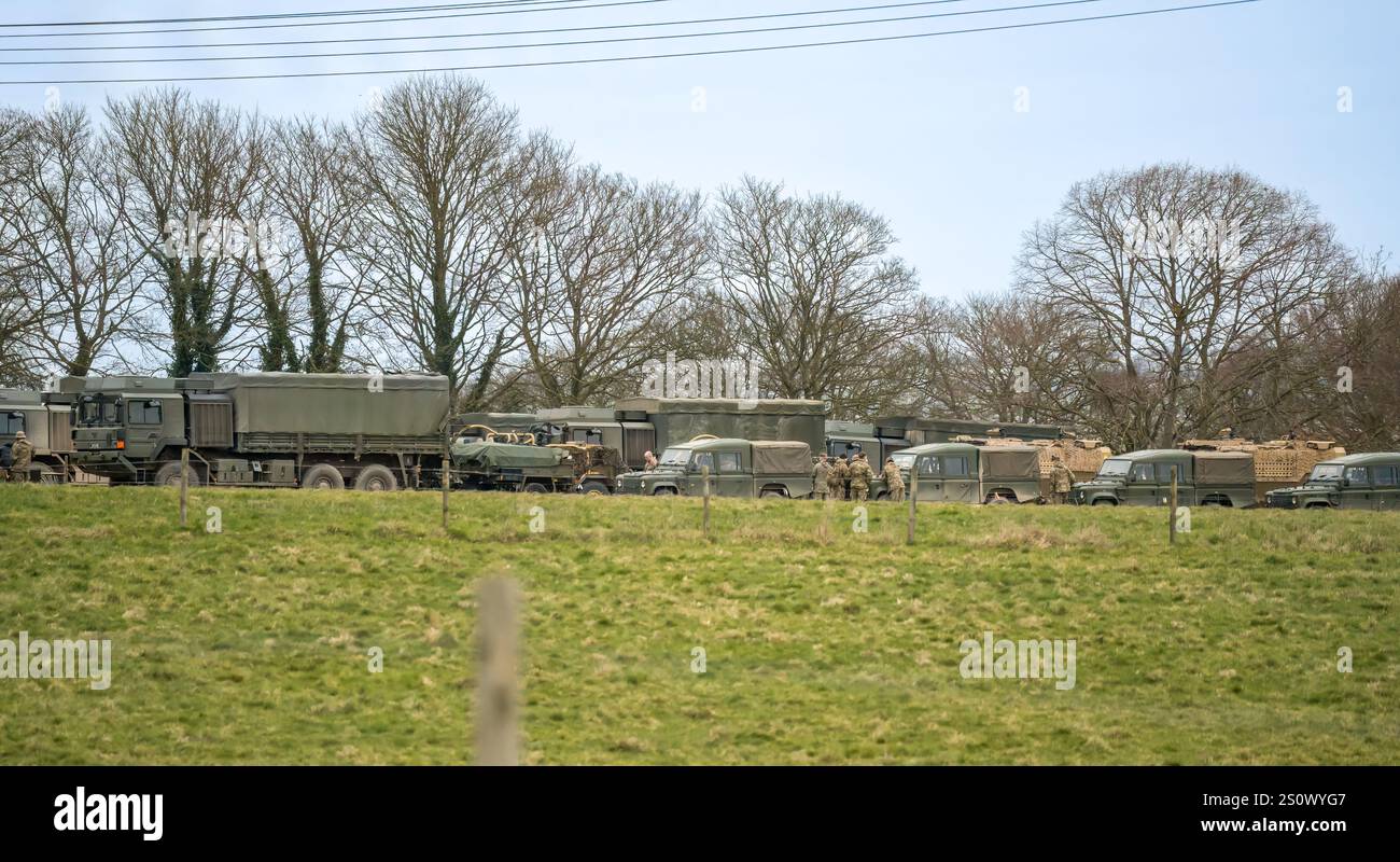 a division of British army cavalry and armoured brigades assembled in a ...