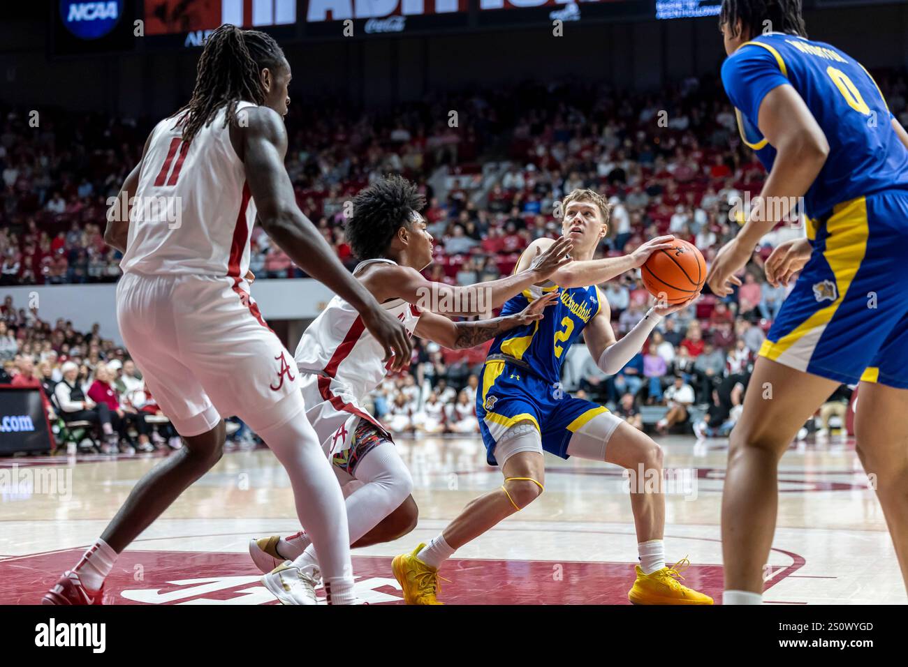 South Dakota State guard Isaac Lindsey (2) works for position against ...