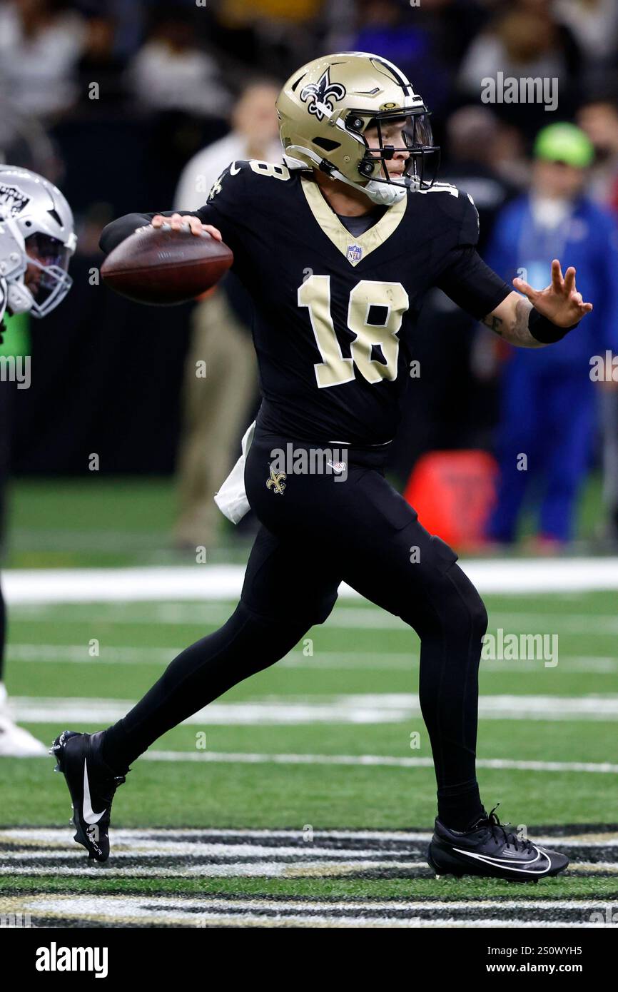 New Orleans Saints quarterback Spencer Rattler throws a pass during the ...