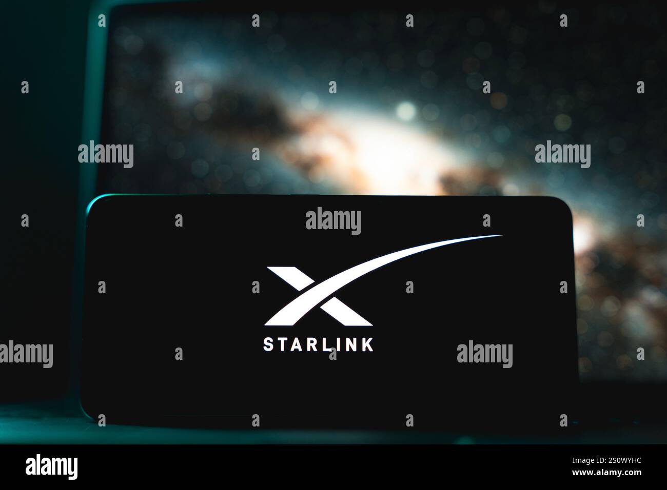 Starlink logo on screen. Starlink satellite internet. December 29, 2024 ...