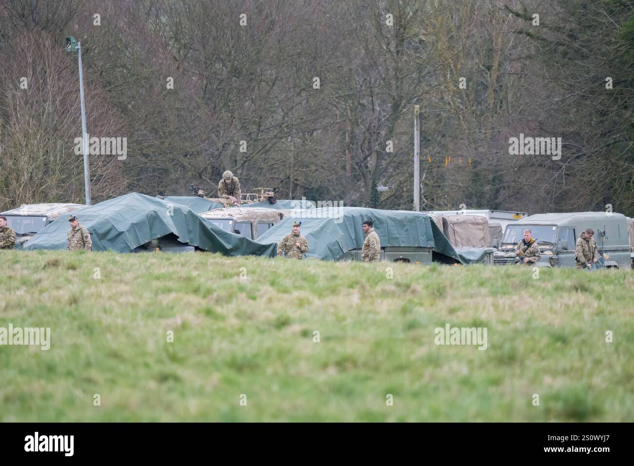 a division of British army cavalry and armoured brigades assembled in a ...