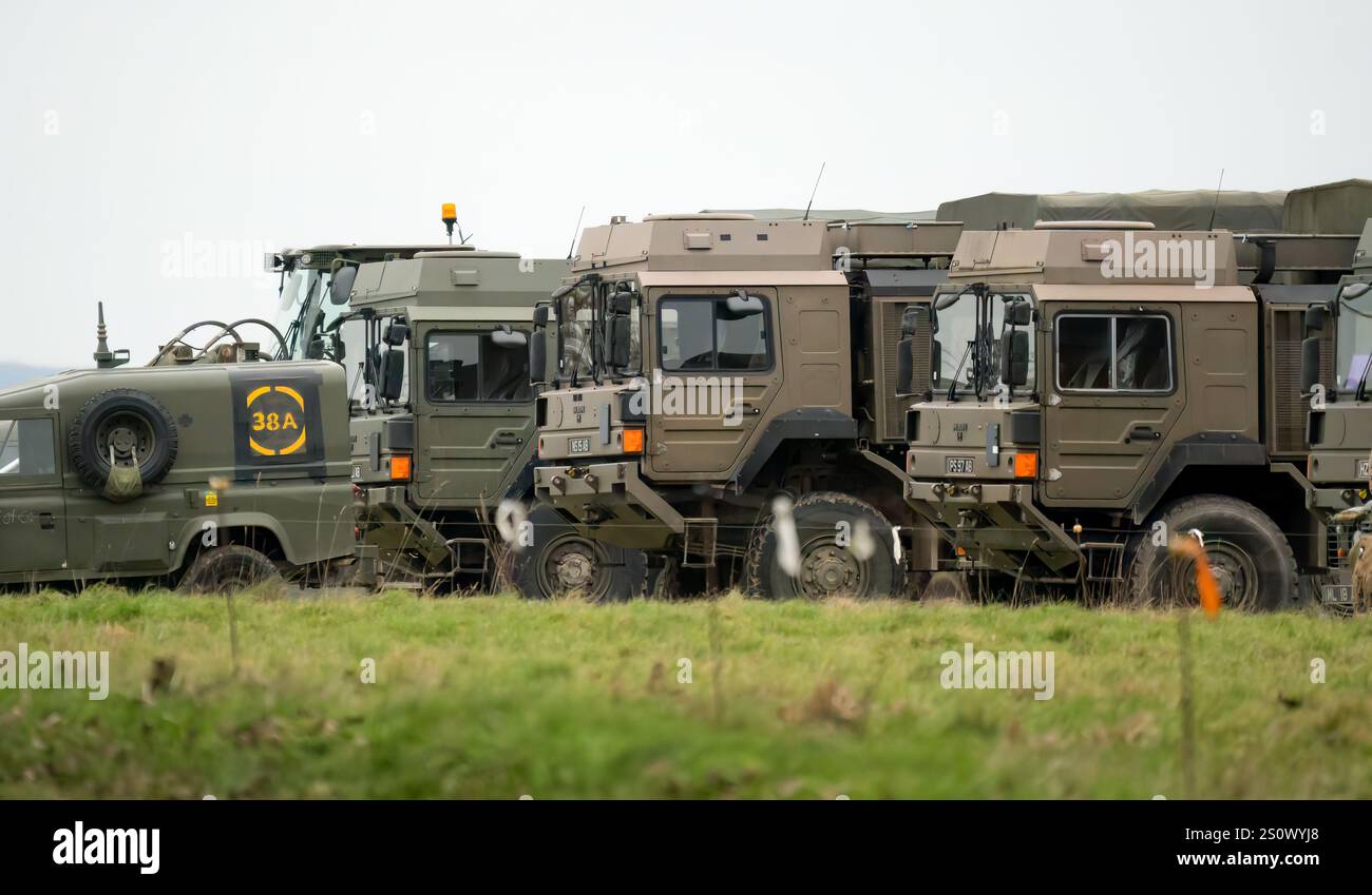 a division of British army cavalry and armoured brigades assembled in a ...