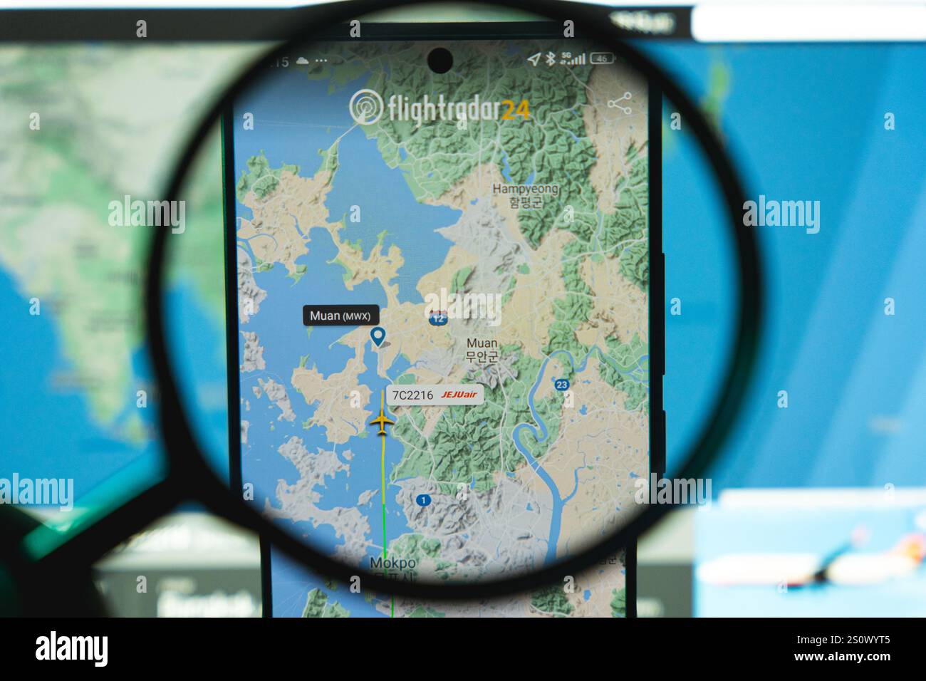 Jeju Air Flight 2216 plane crash at Muan airport displayed on ...