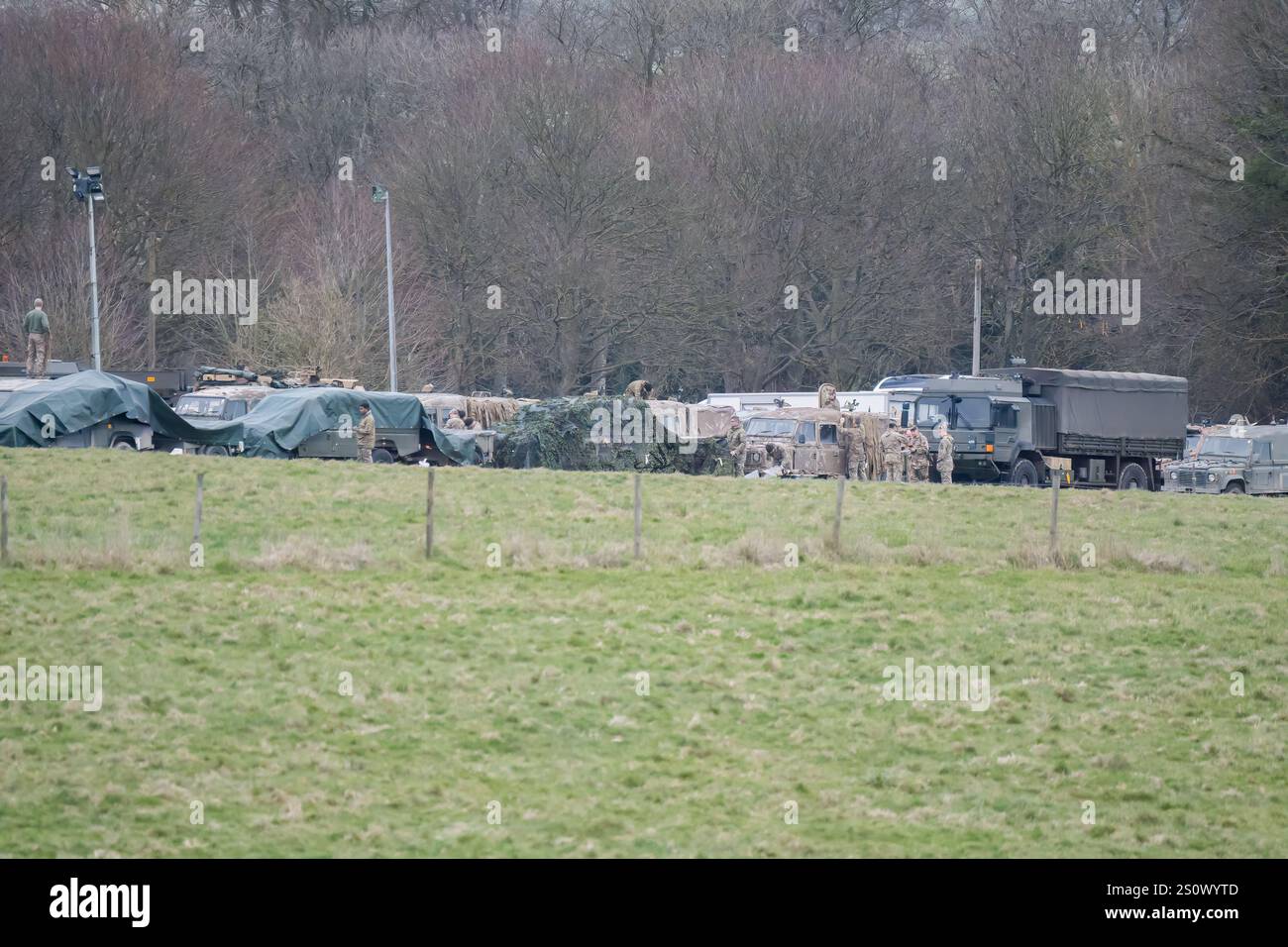 a division of British army cavalry and armoured brigades assembled in a ...